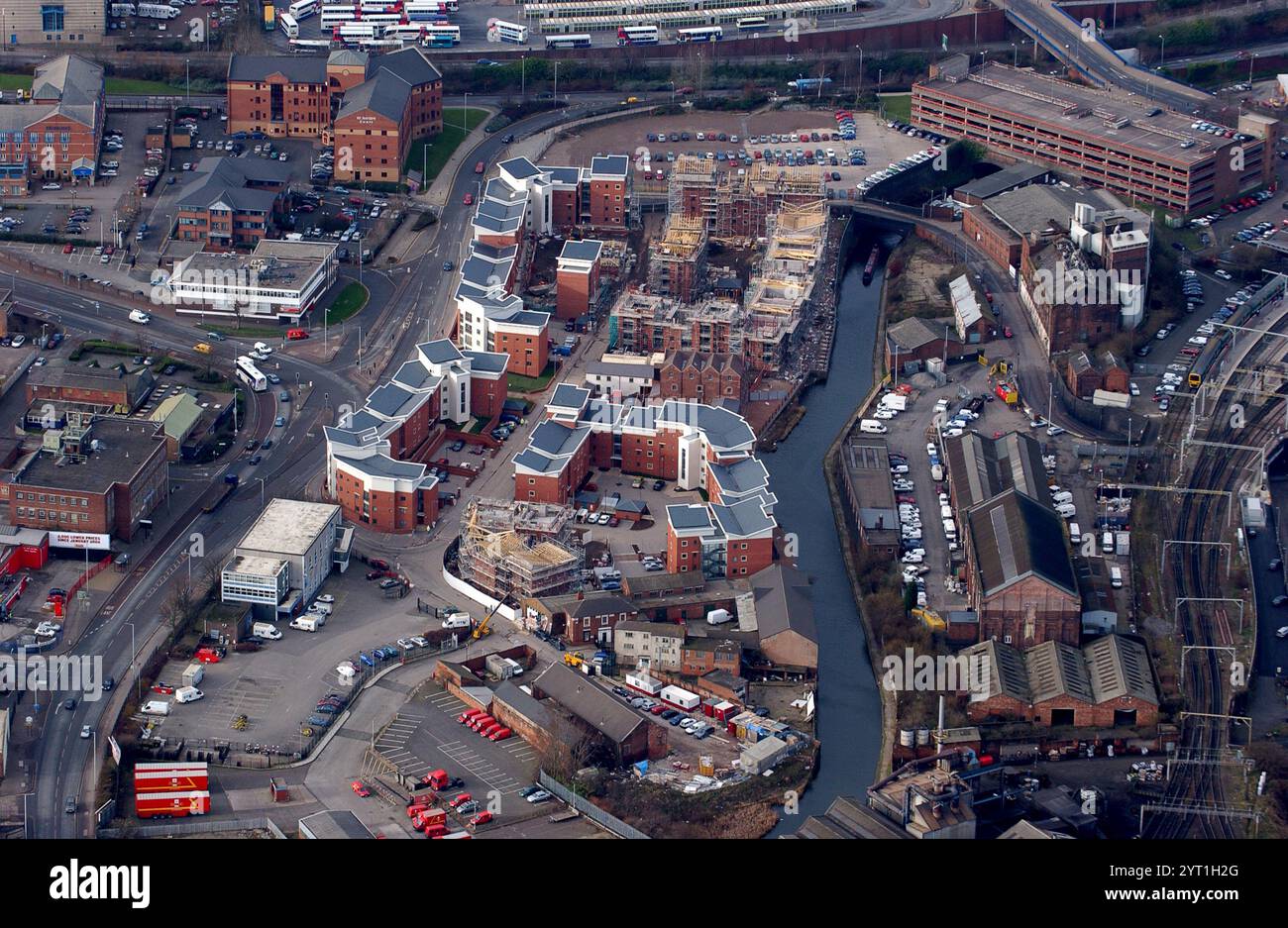 Aerial view of City of Wolverhampton modern apartments under ...