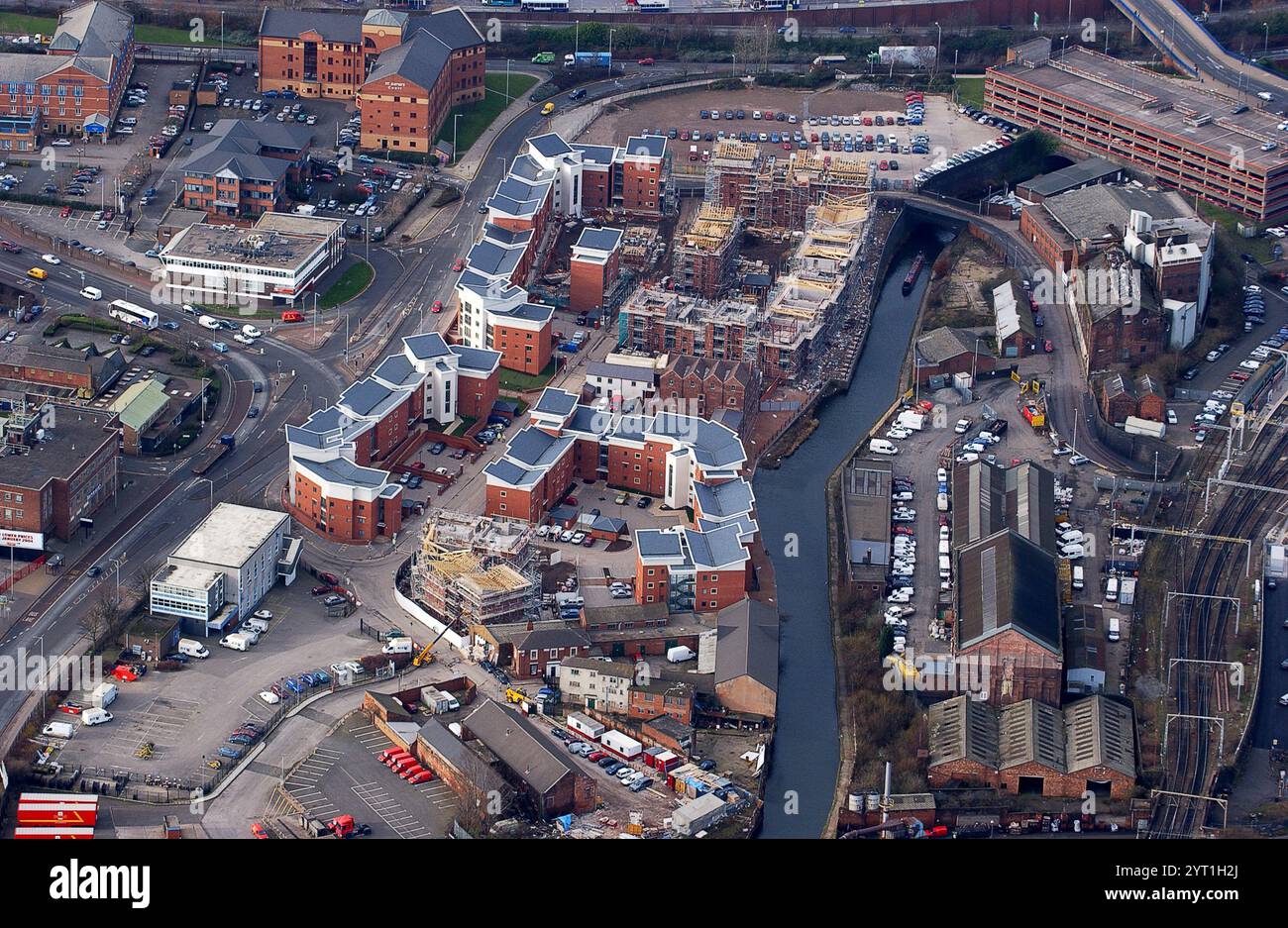 Aerial view of City of Wolverhampton modern apartments under ...