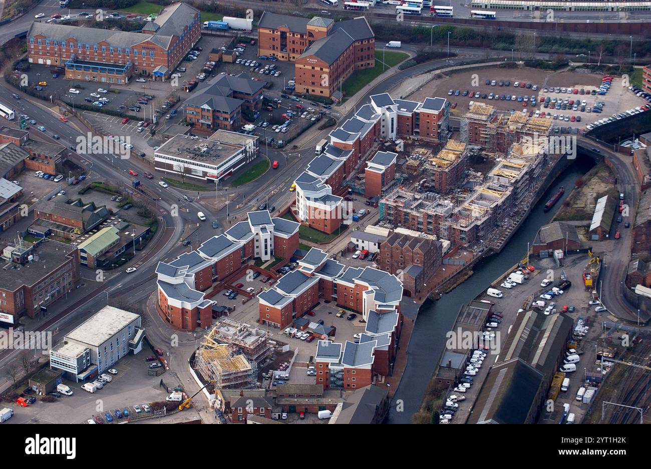 Aerial view of City of Wolverhampton modern apartments under ...