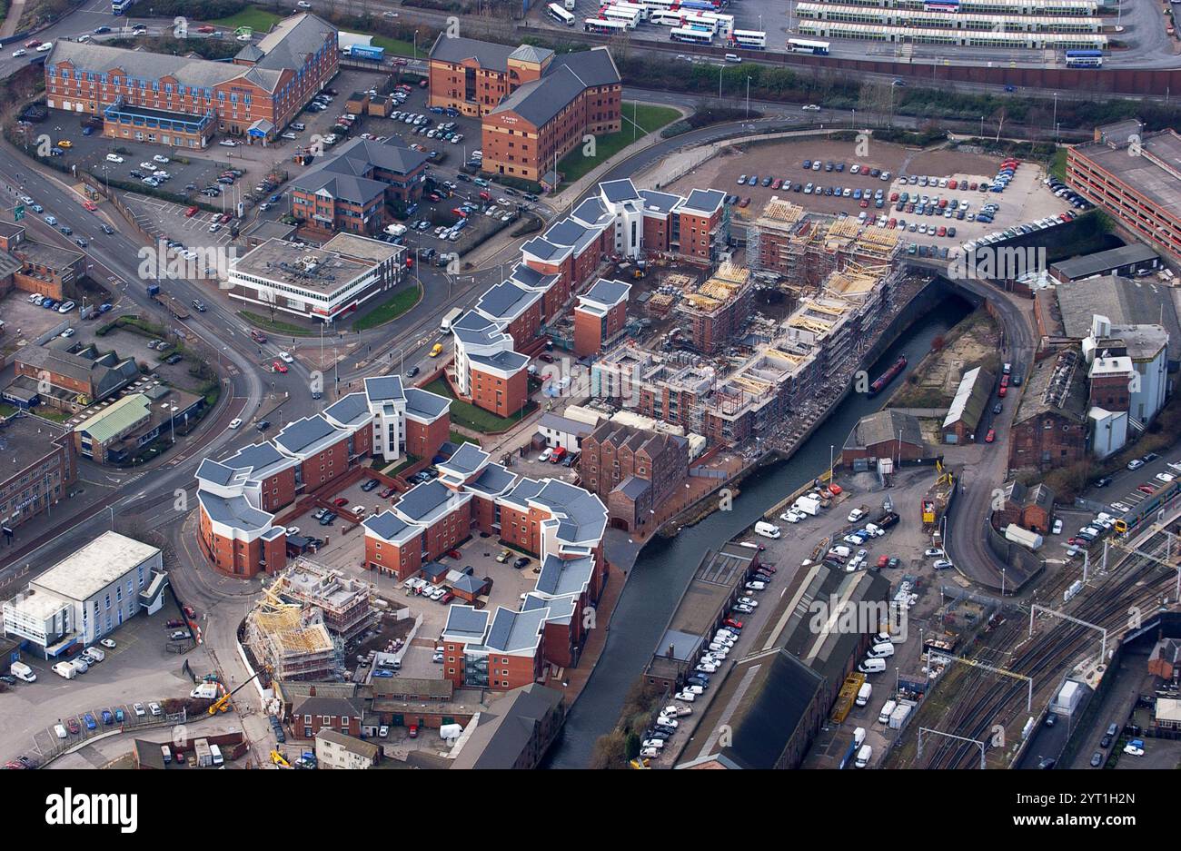 Aerial view of City of Wolverhampton modern apartments under ...