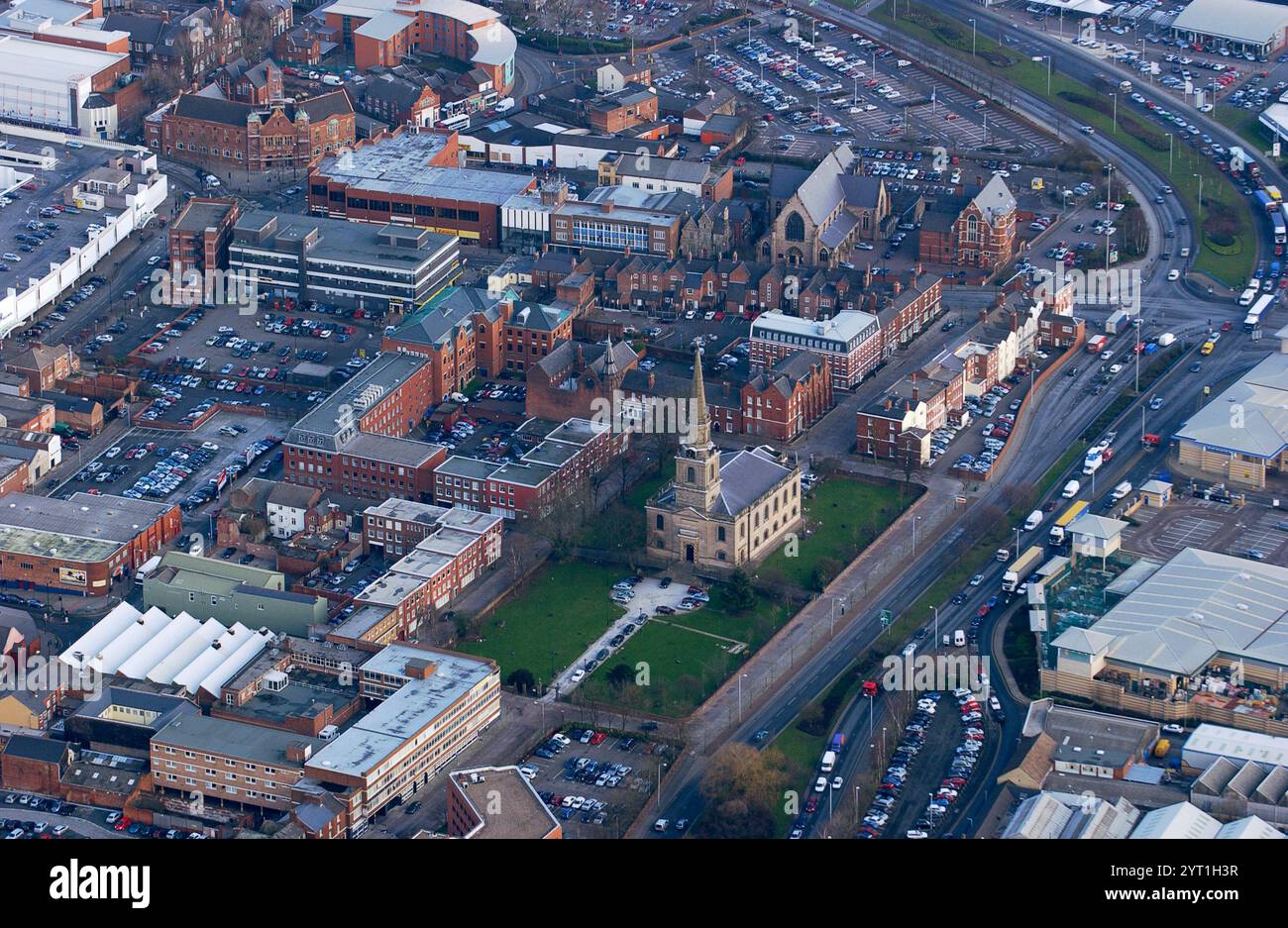 An aerial view of the City of Wolverhampton St Johns Church and the ...
