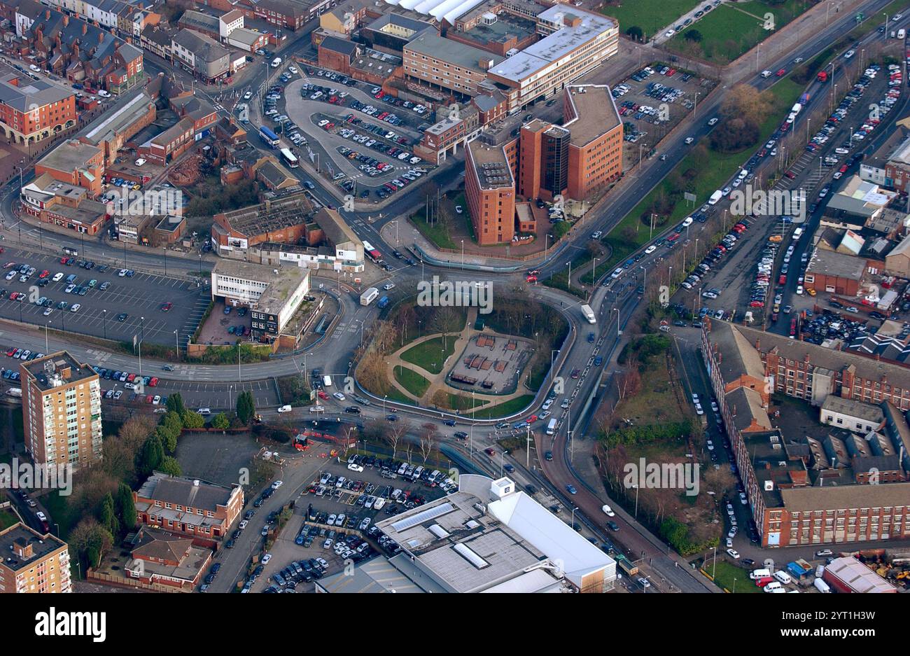 Aerial view of the City of Wolverhampton ring road and Penn Island ...