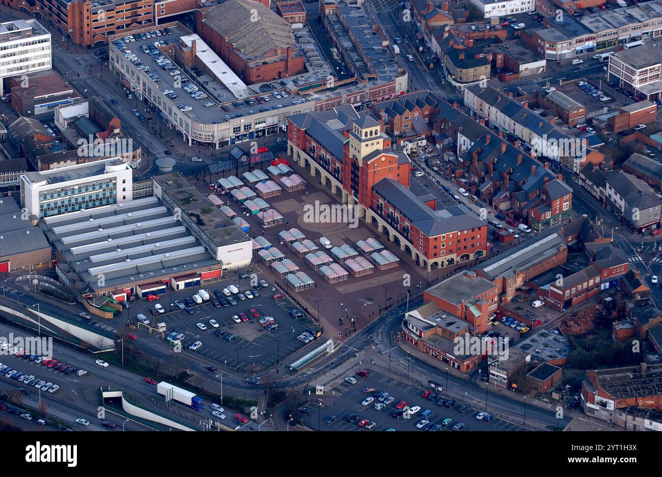 An aerial view of the City of Wolverhampton with its new outdoor market ...