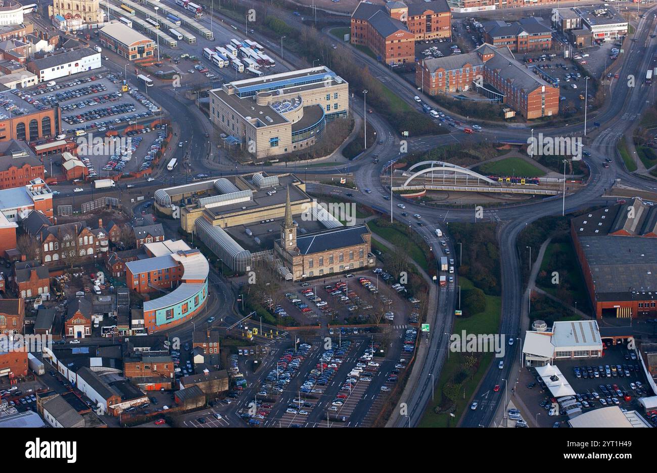 Aerial view of the City of Wolverhampton ring road and St George's ...