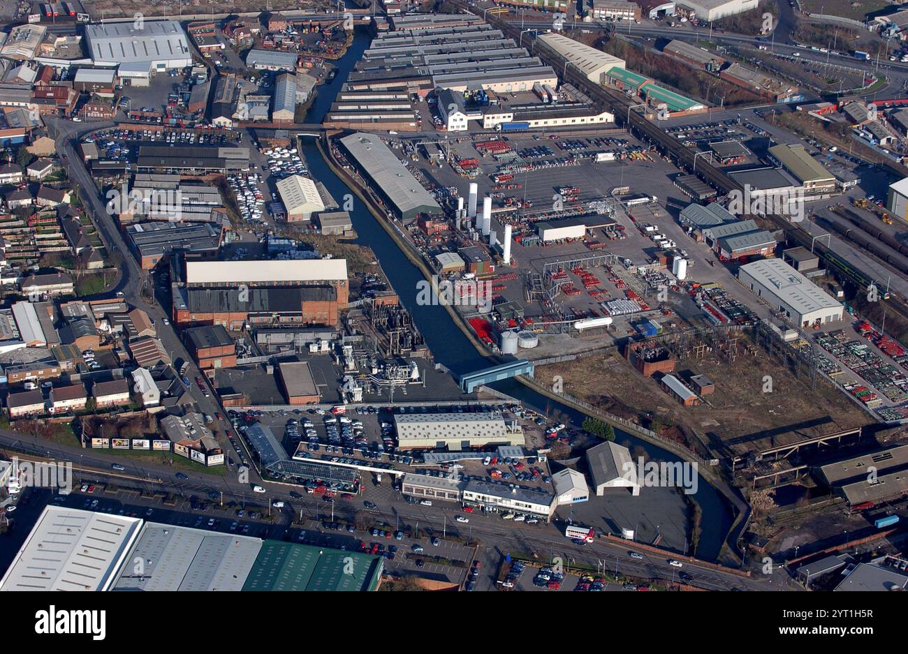 Aerial view of the City of Wolverhampton Lower Horseley Fields area ...
