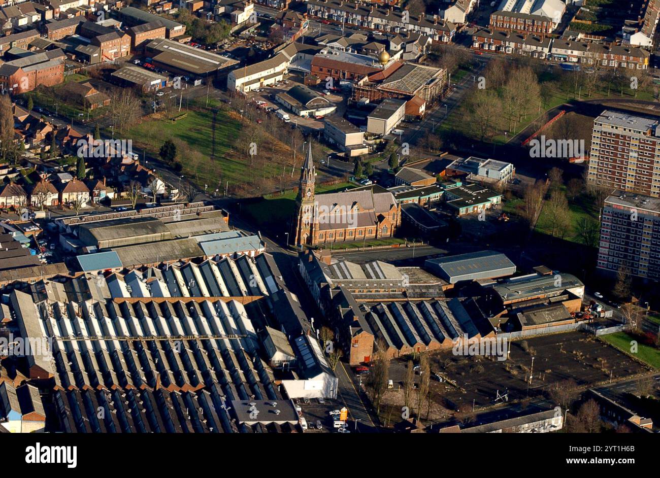 An aerial view of St Lukes Church in Upper Villiers Street, Blakenhall ...