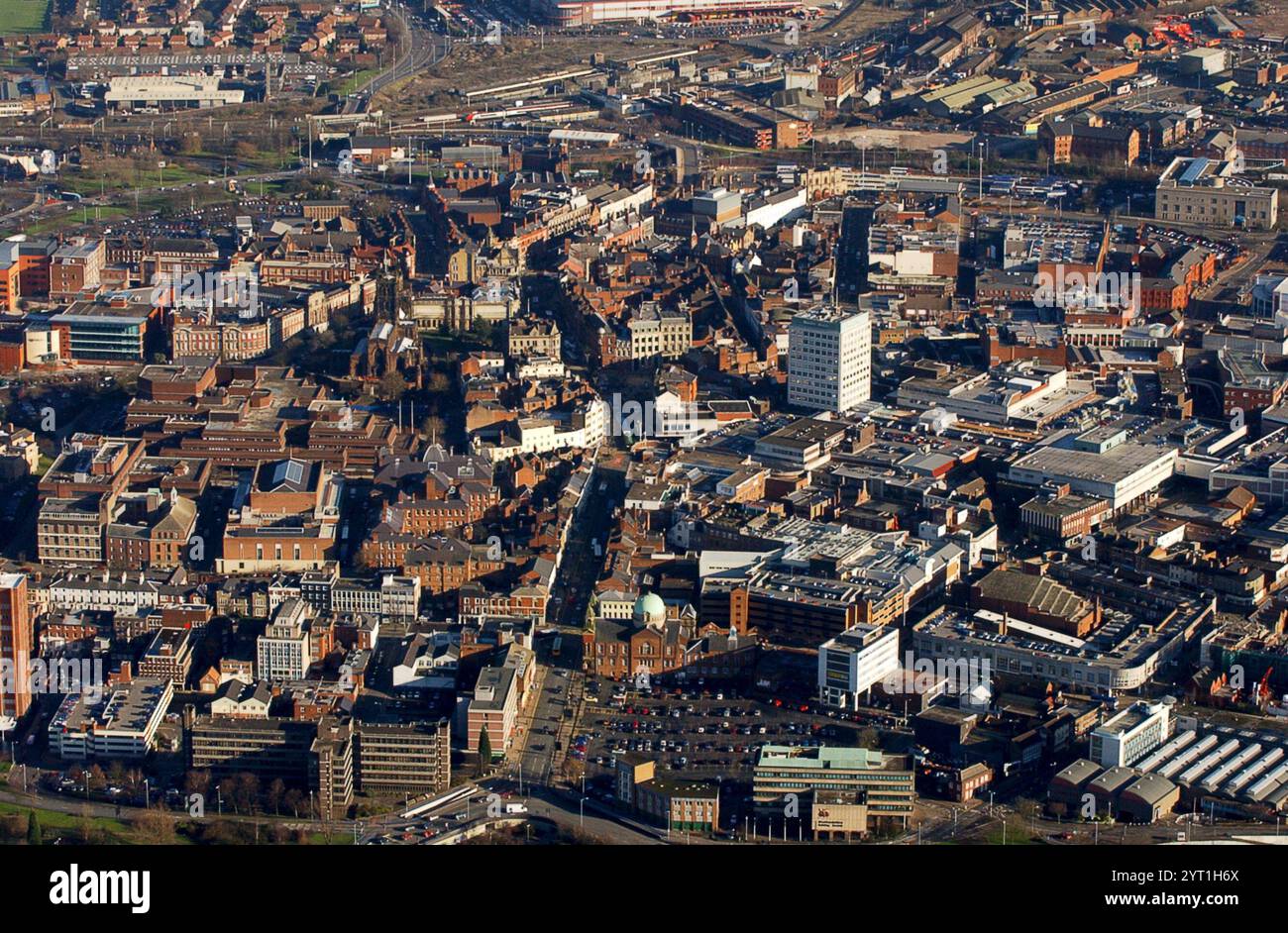 Aerial view of the City of Wolverhampton, West Midlands England Uk 2003 ...
