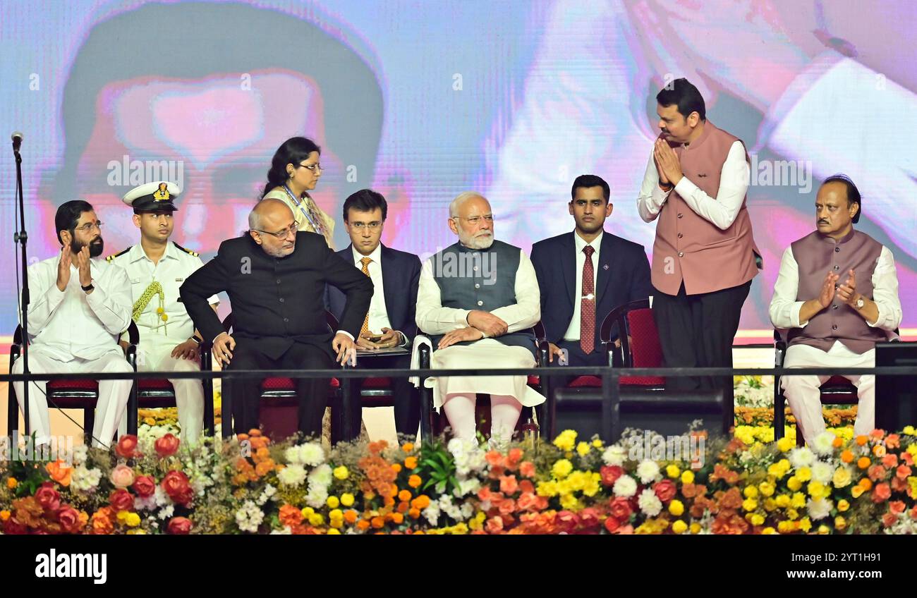 MUMBAI, INDIA - DECEMBER 5: Devendra Fadnavis before taking oath as CM of Maharashtra, during ...