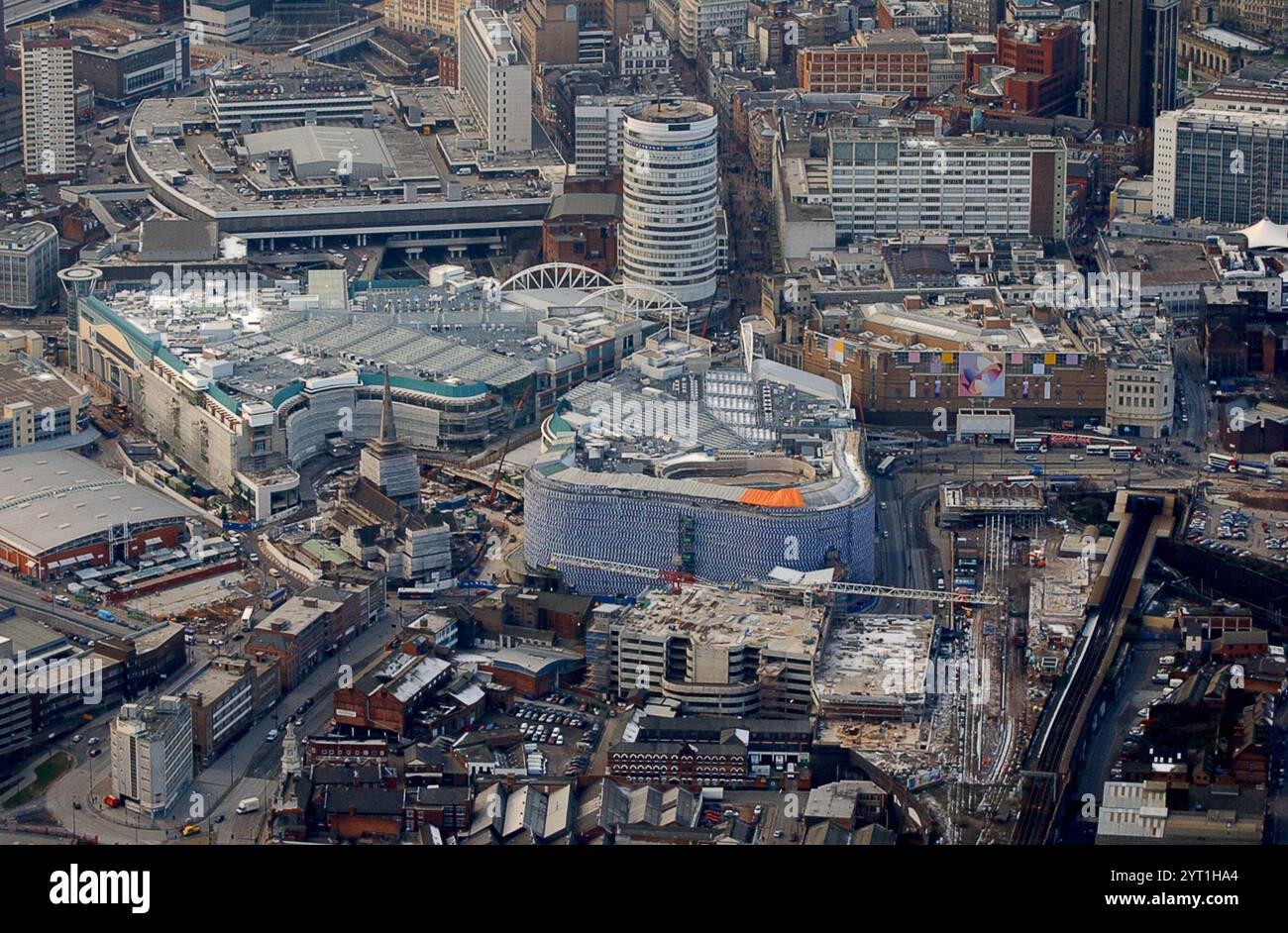 Aerial view of Birmingham during redevelopment of the Bullring Shopping ...