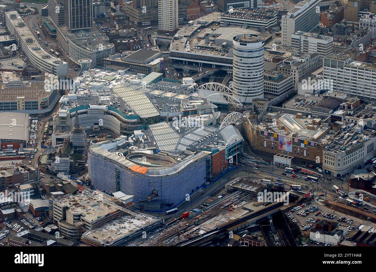 Aerial view of Birmingham during redevelopment of the Bullring Shopping ...