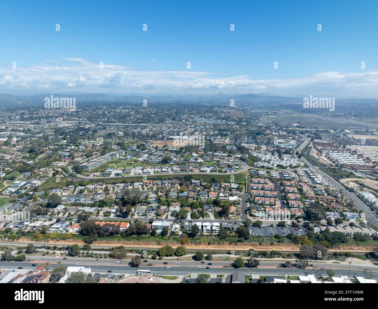 Aerial view of Del Mar Town, California coastal town next the Pacific ...