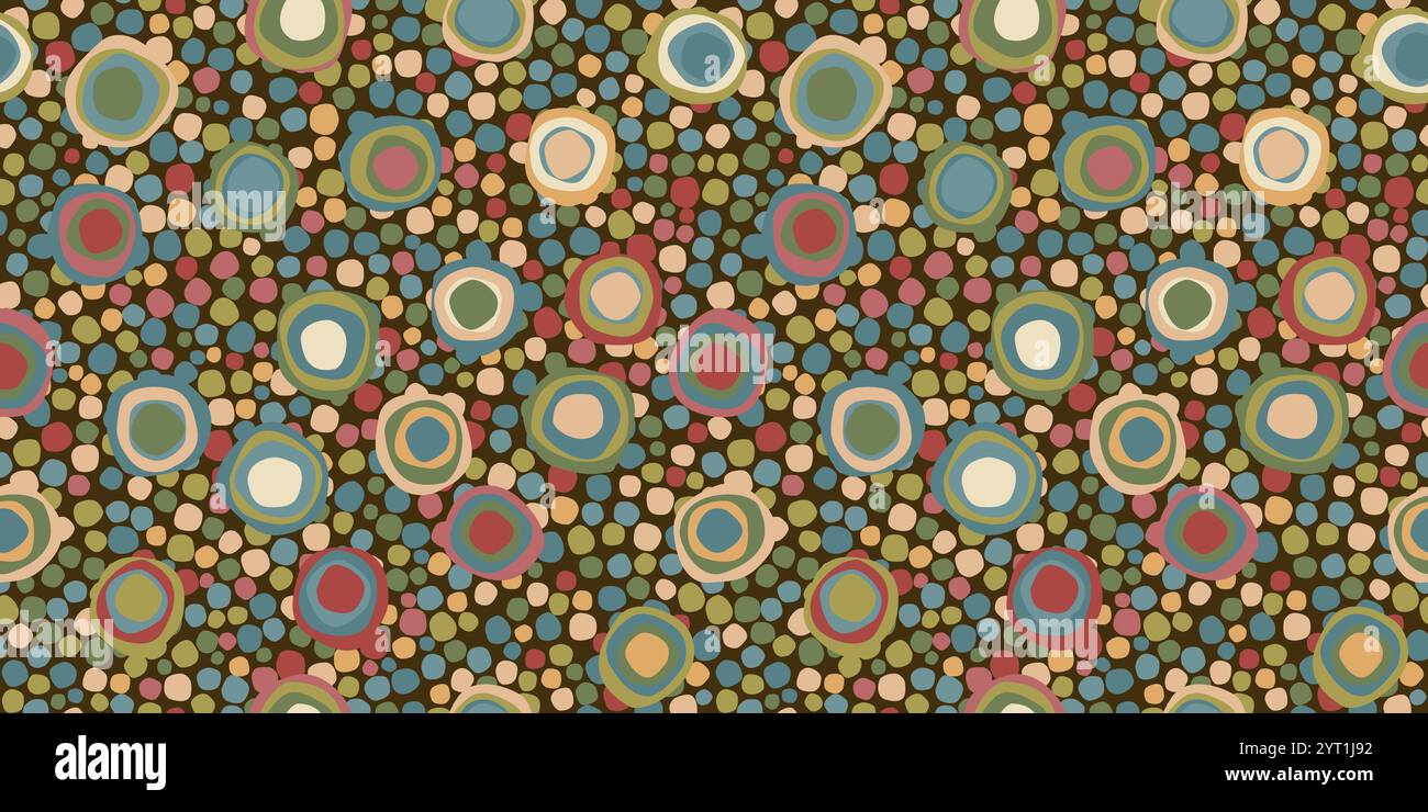 Vintage geometric seamless pattern with round shapes and concentric ...