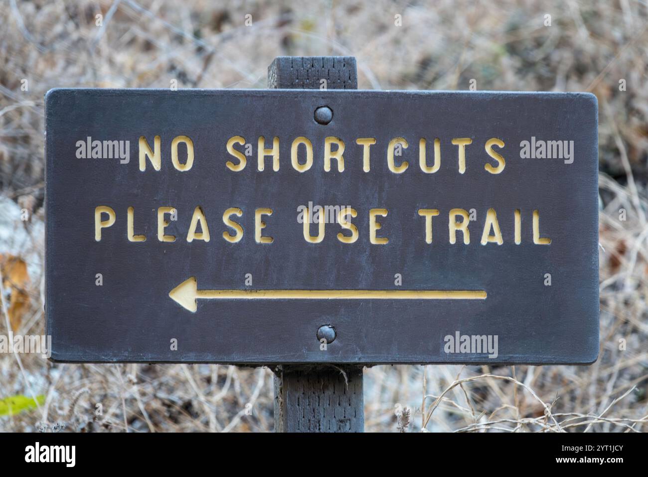 No shortcuts please use trail sign in the Angeles National Forest Stock ...