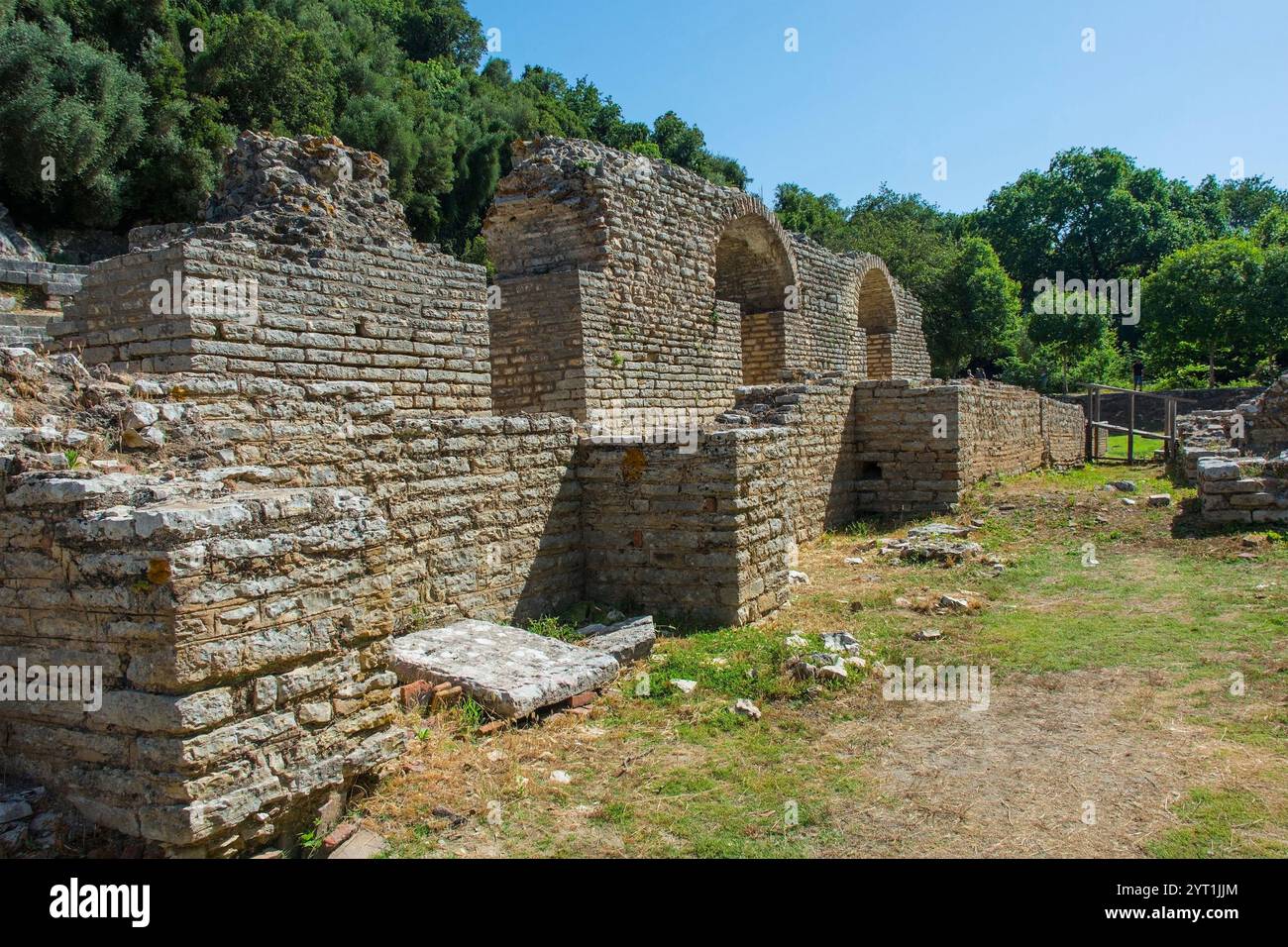 The entrance to the 3rd century Roman Amphitheatre in Butrint ...