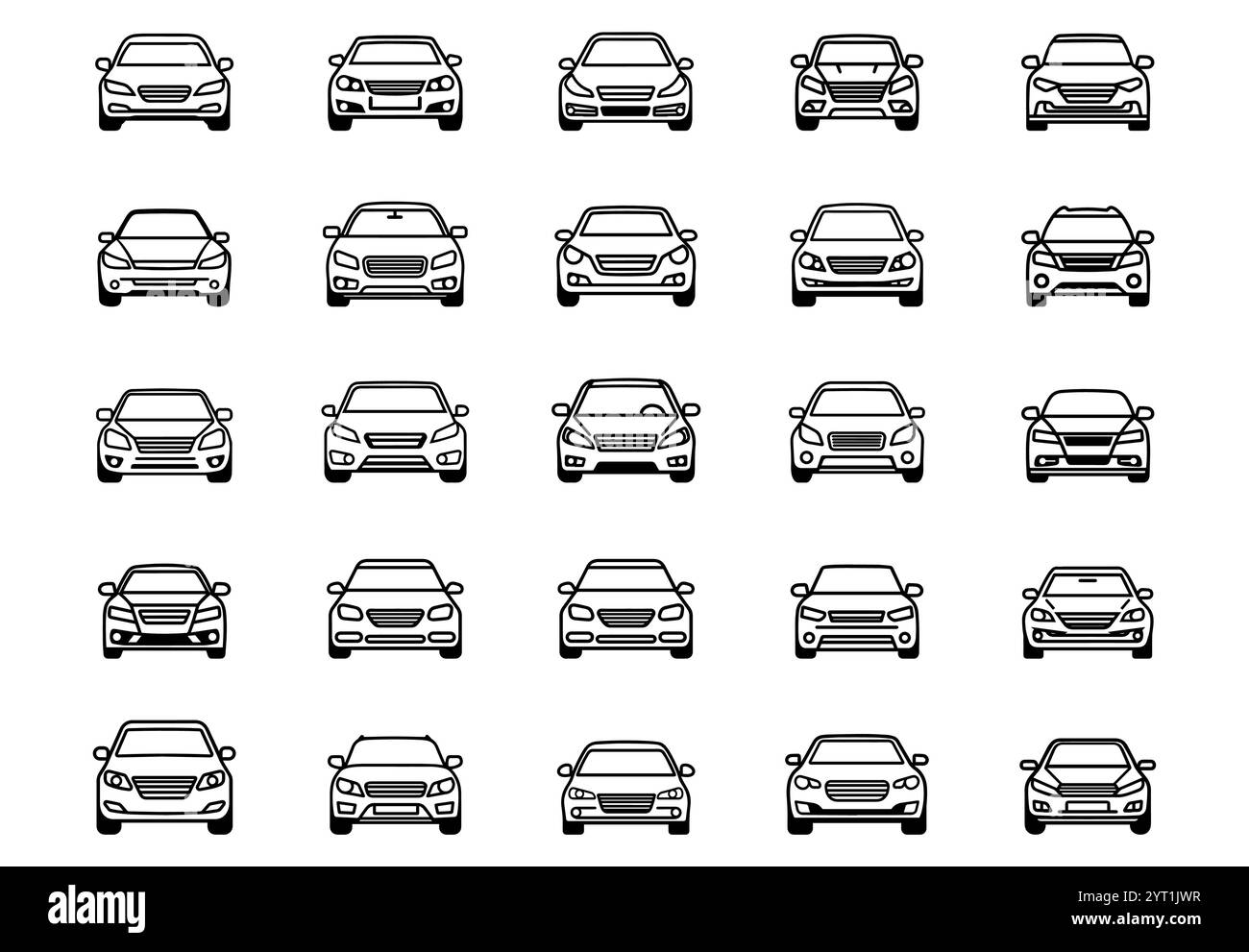Car line icon set. Logo auto machine and black outline collection ...