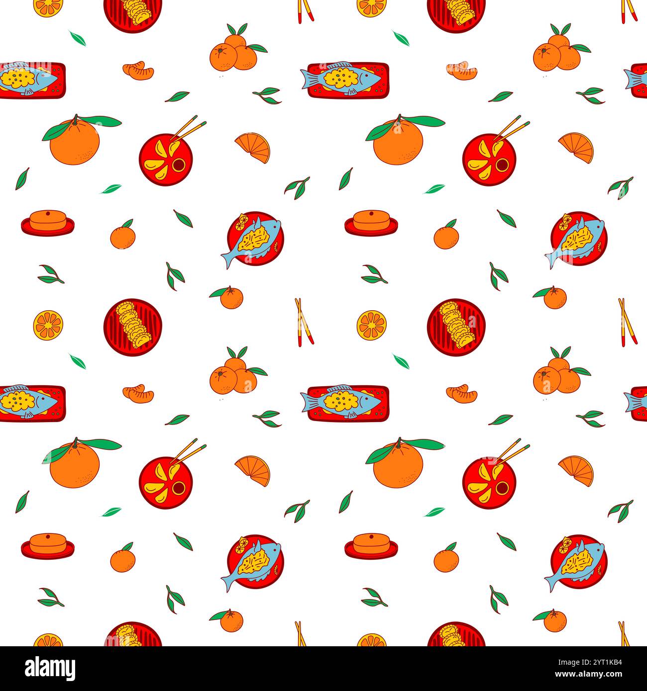 Traditional Chinese New Year Food Seamless Pattern. Lunar New Year ...