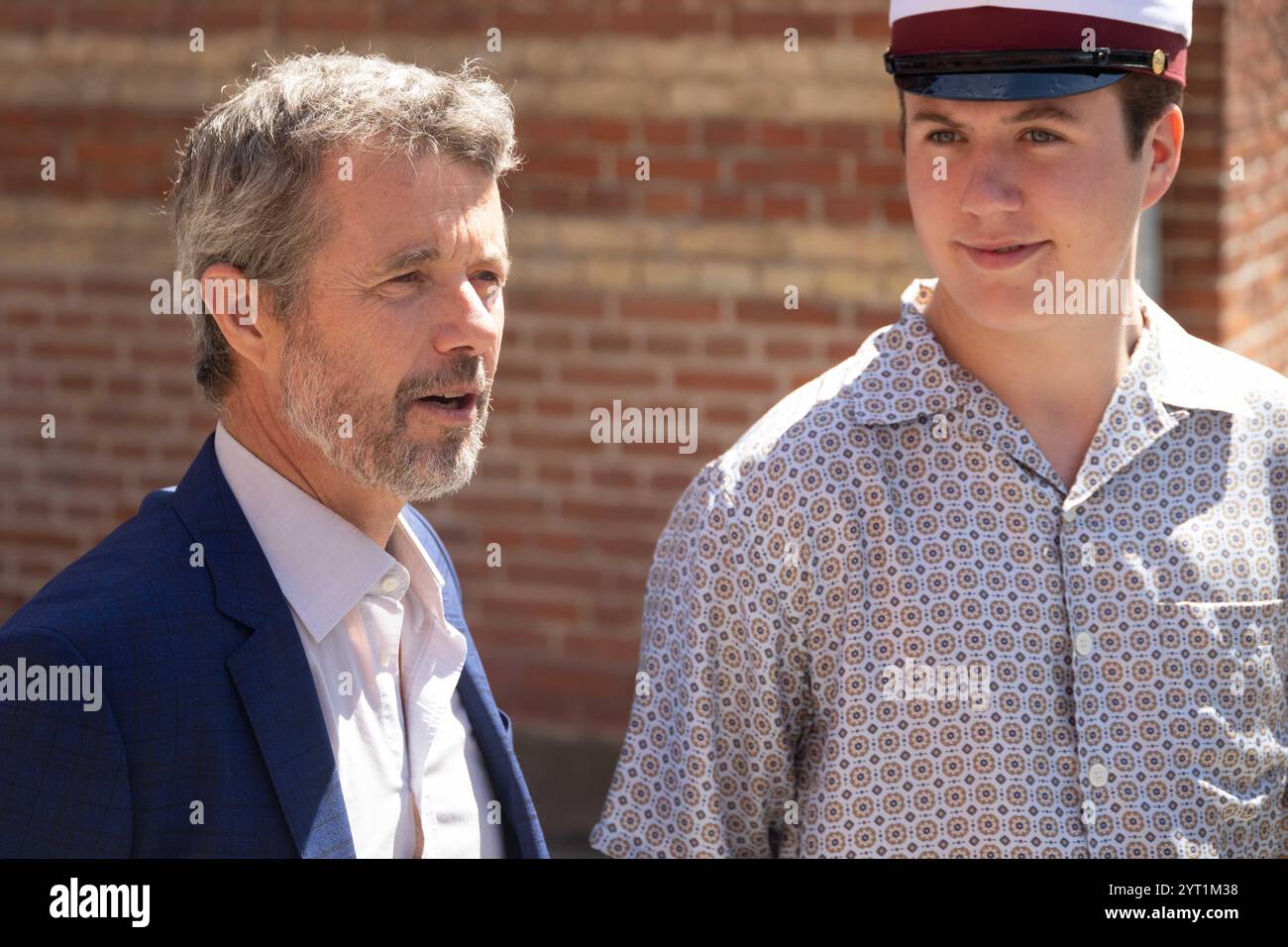 King Frederik (L) and Crown Prince Christian (R) after Crown Prince ...