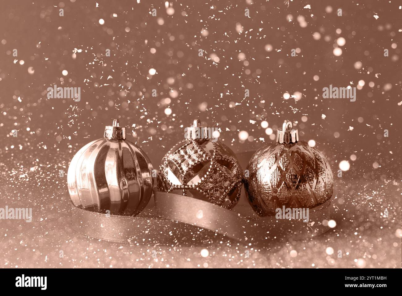 Christmas composition of the color Mocha Mousse. Demonstrating the ...