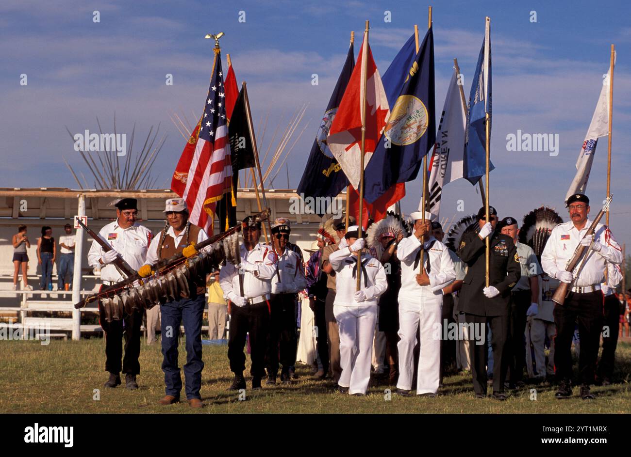 Eagle staff and honor guard, Grand Entry, North American Indian days ...