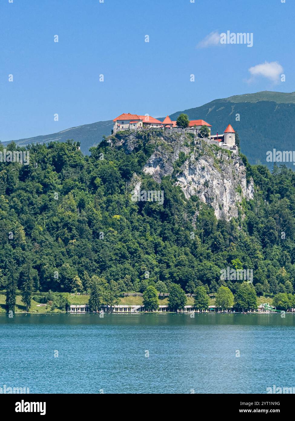 Lake Bled, Slovenia - June 28, 2024: The Castle and museum with its red ...