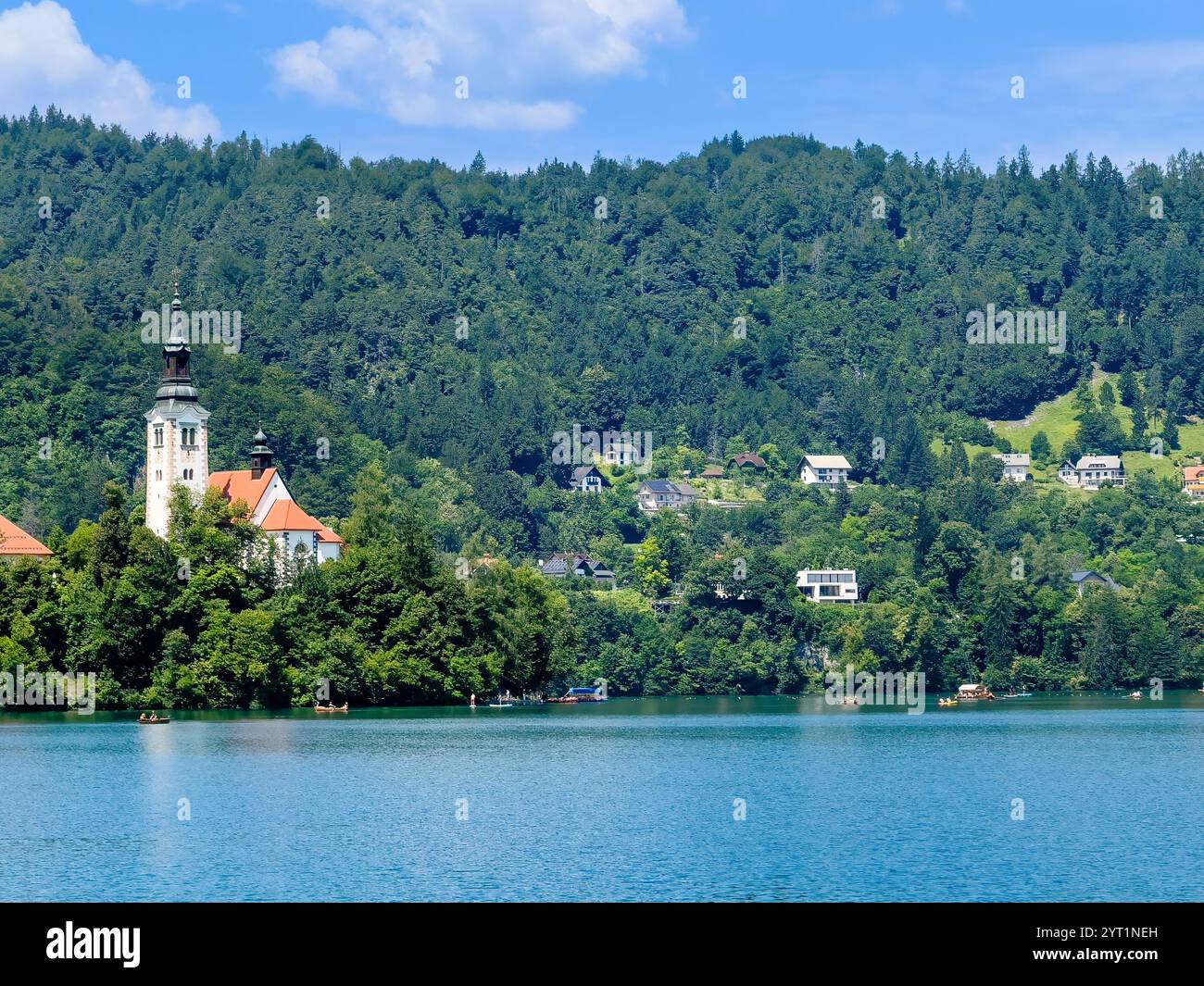 Lake Bled, Slovenia - June 28, 2024: East side of Church of the ...