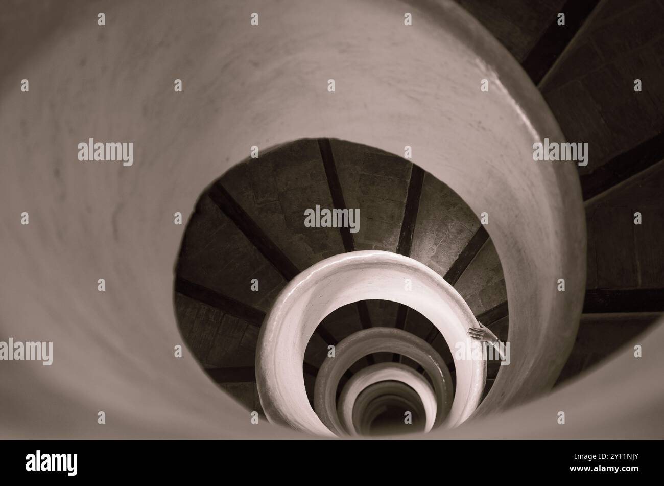 Old stairs in spiral staircase with hand toned in color of year 2025 ...