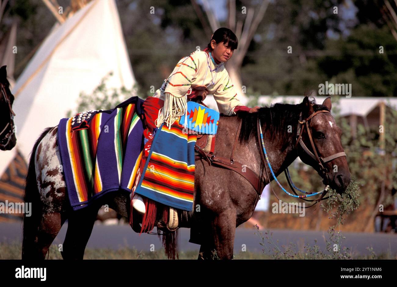 Crow Gir at parade, Crow Fair, Crow Agency, Crow Indian Reservation ...