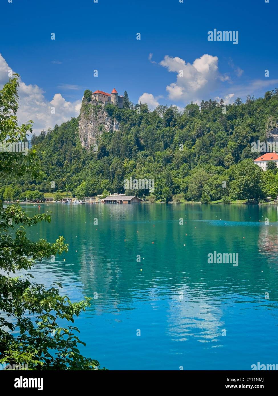Lake Bled, Slovenia - June 28, 2024: The Castle and museum with its red ...