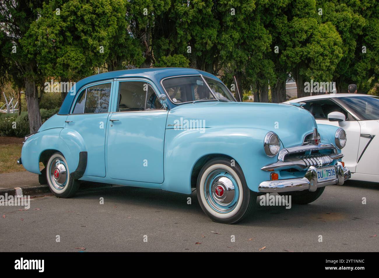 Hobart, Tasmania, Australia - December 31 2024: Blue classic FJ Holden ...