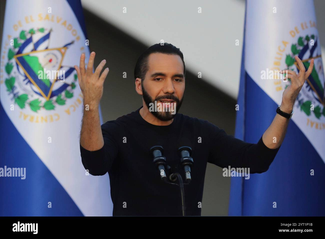 FILE - El Salvador's President Nayib Bukele gives a speech during the ...