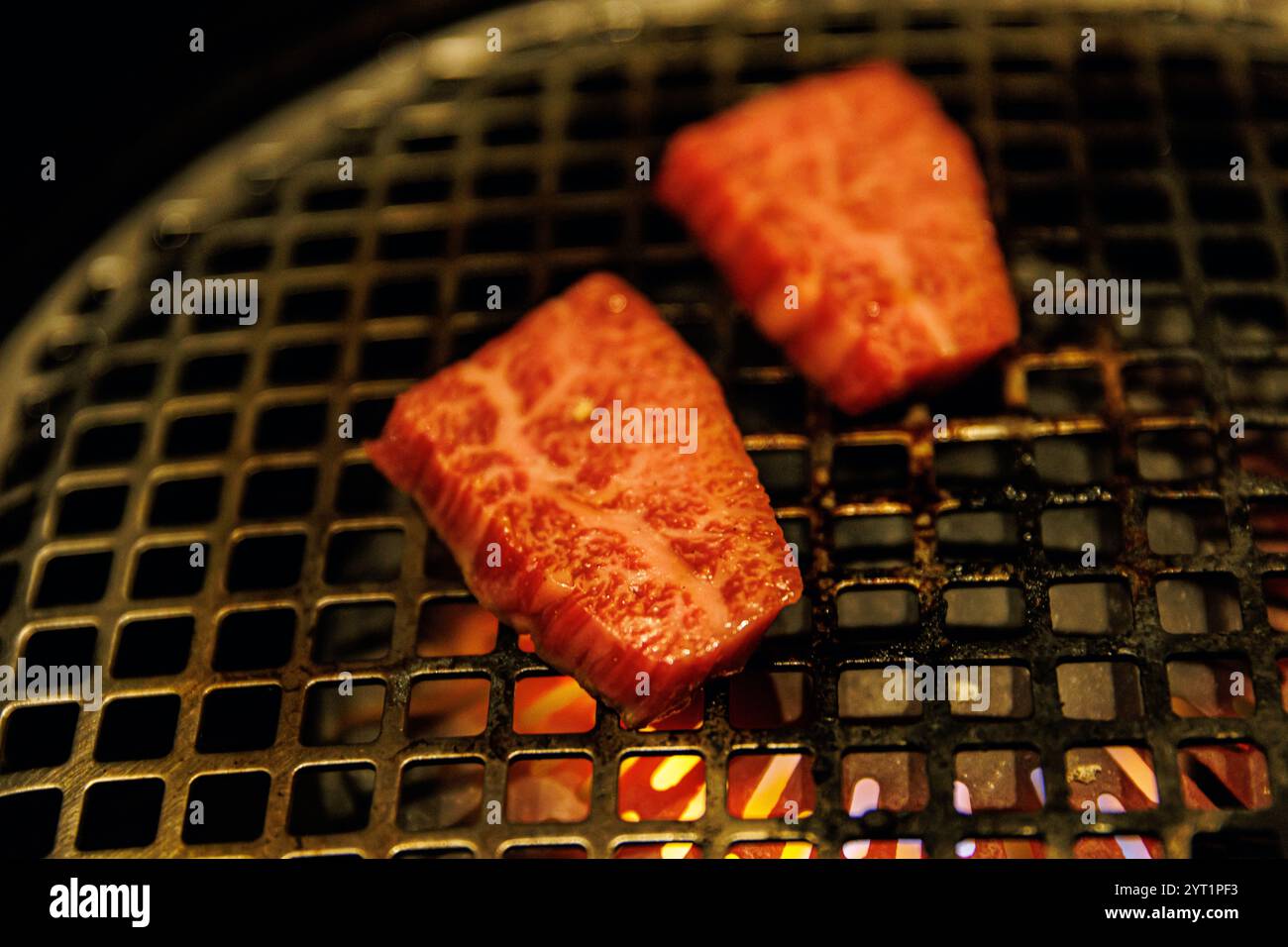 Raw Japanese Kobe beef cuts ready for grilling Stock Photo - Alamy