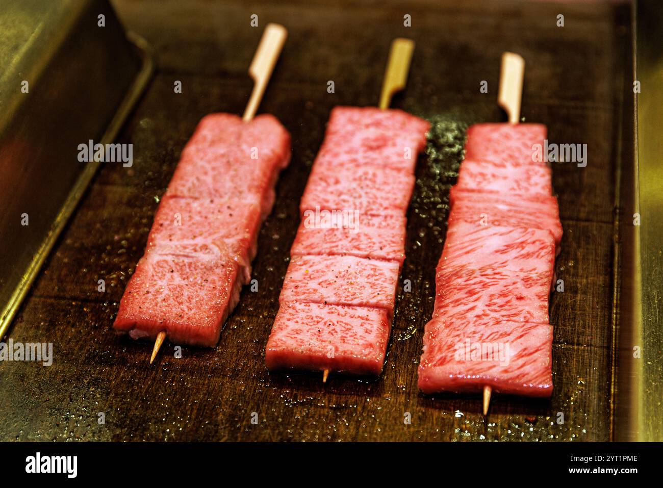 Raw Japanese Kobe beef cuts ready for grilling Stock Photo - Alamy