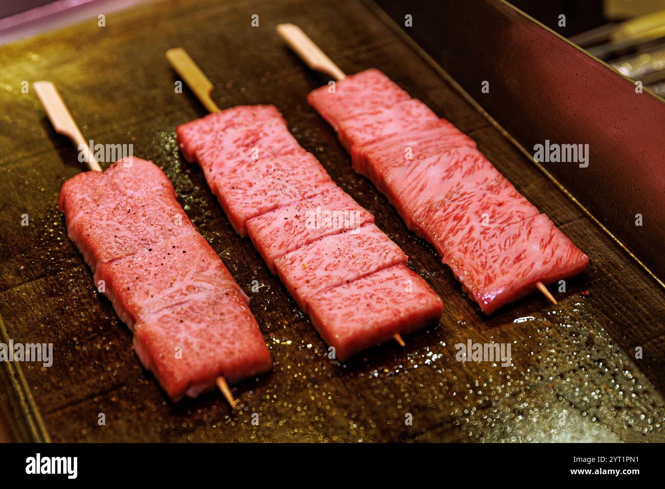 Raw Japanese Kobe beef cuts ready for grilling Stock Photo - Alamy