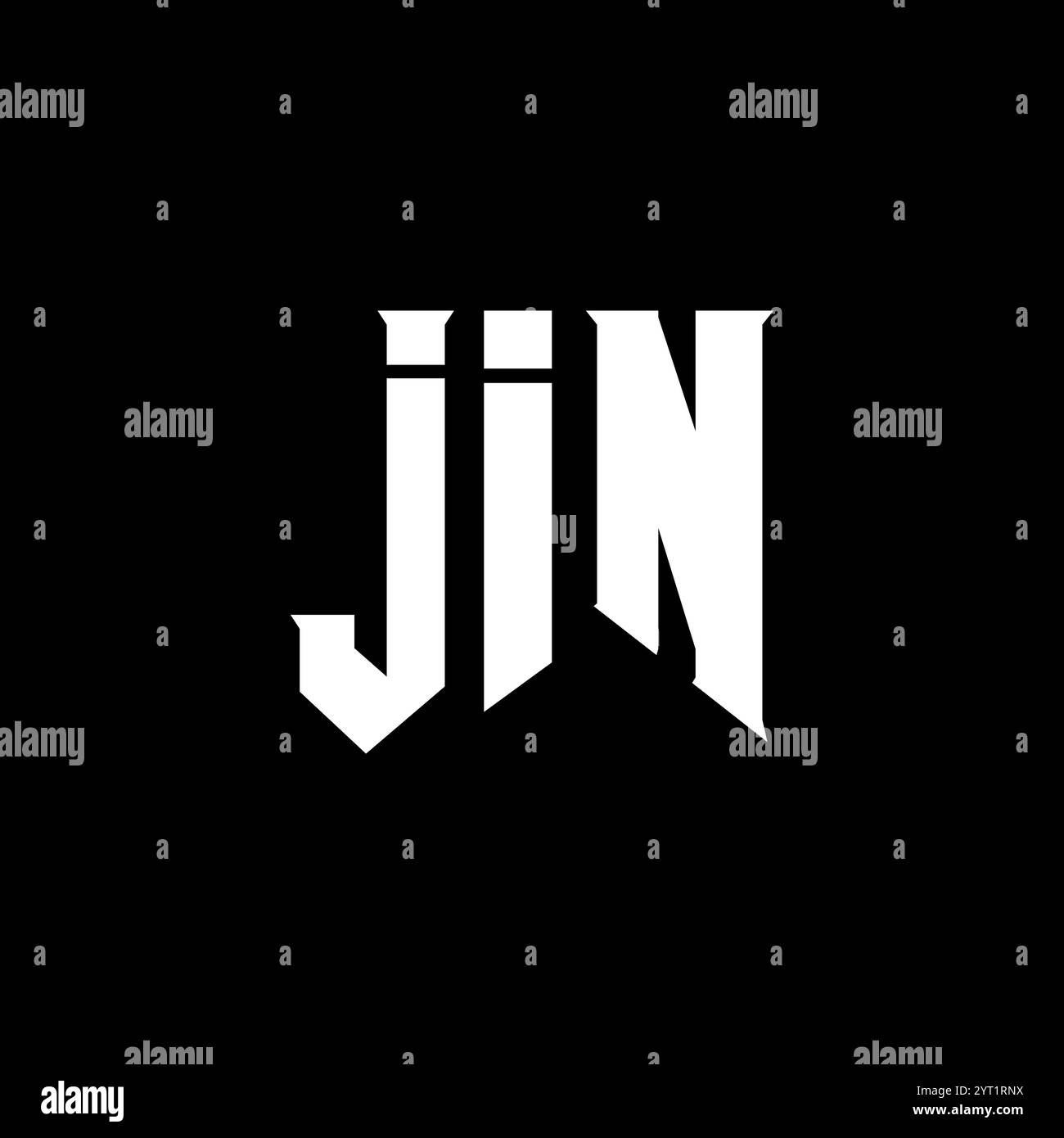 JIN letter logo design for technology company. JIN logo design black and white color combination ...