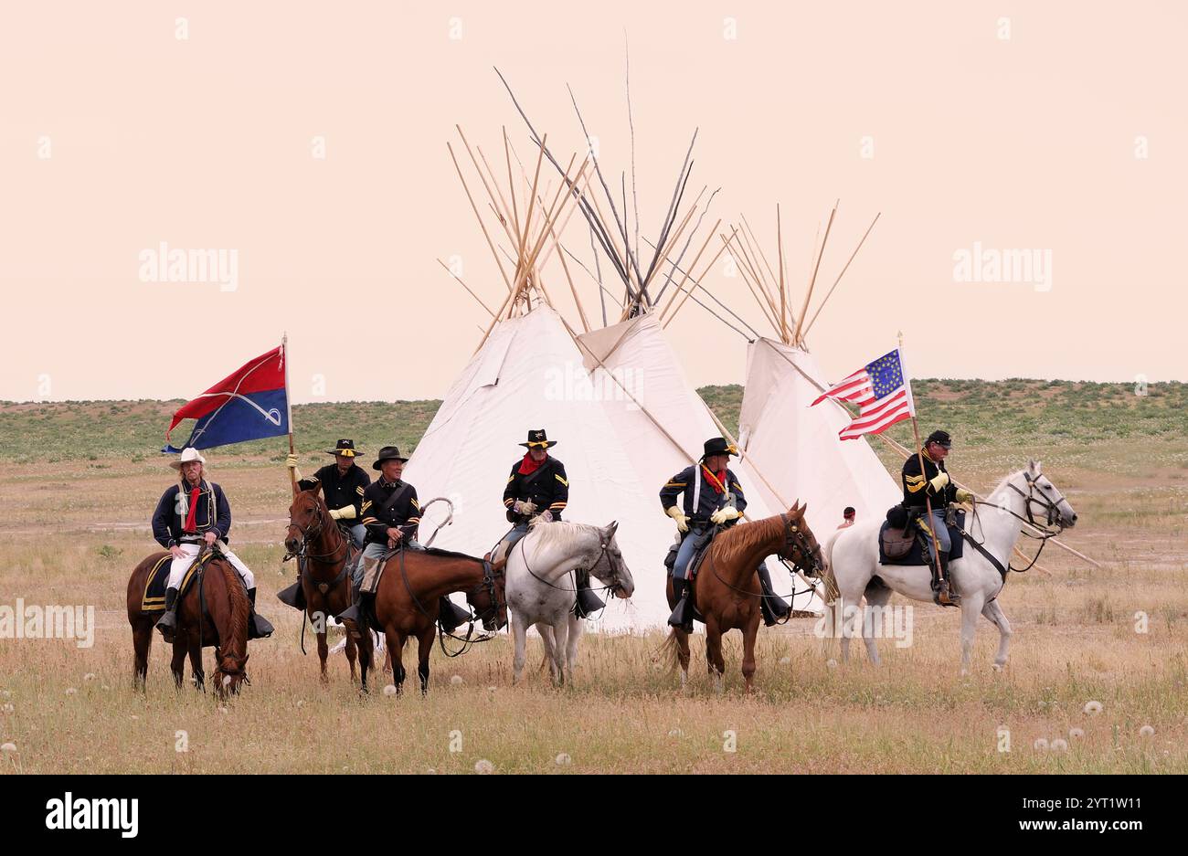 USA, Montana, Hardin, Custer's Last Stand Reenactment, 7th Cavalry ...