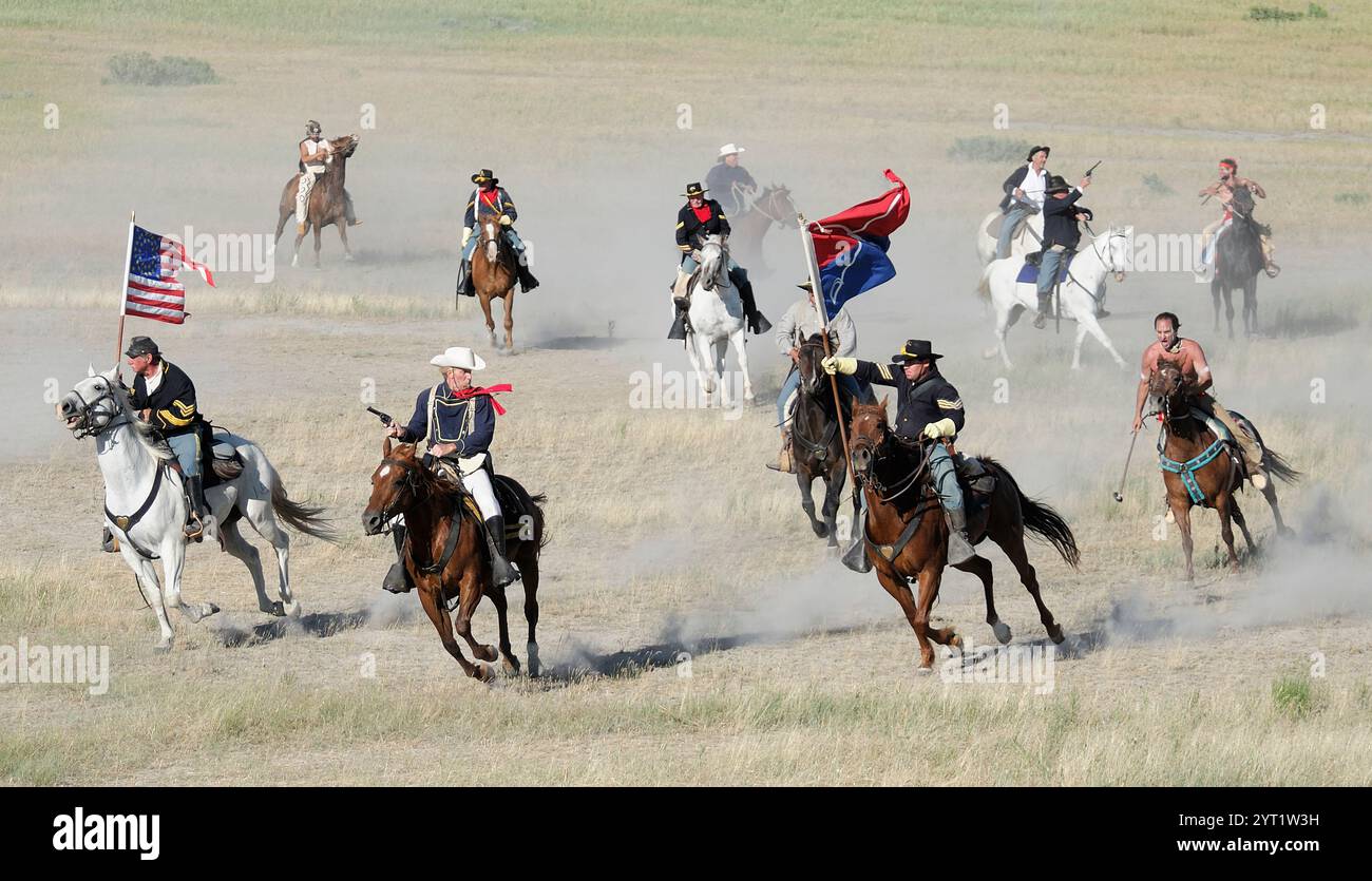 Panorama, Custer's Last Stand Reenactment, Hardin, Montana, USA Stock ...
