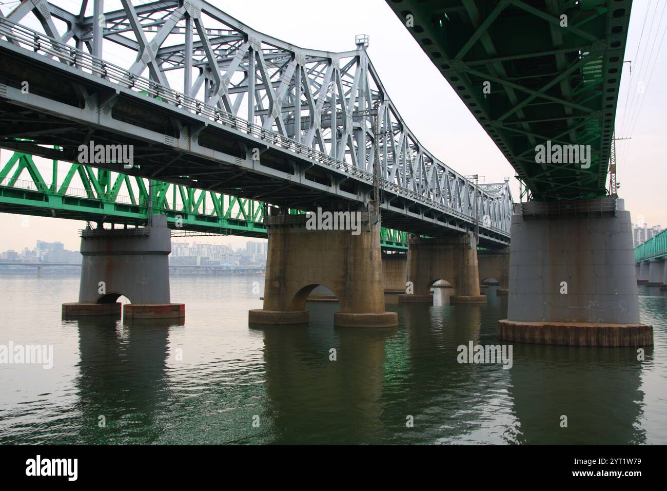 Hangang railway bridge, the Han river, Seoul, South Korea Stock Photo ...