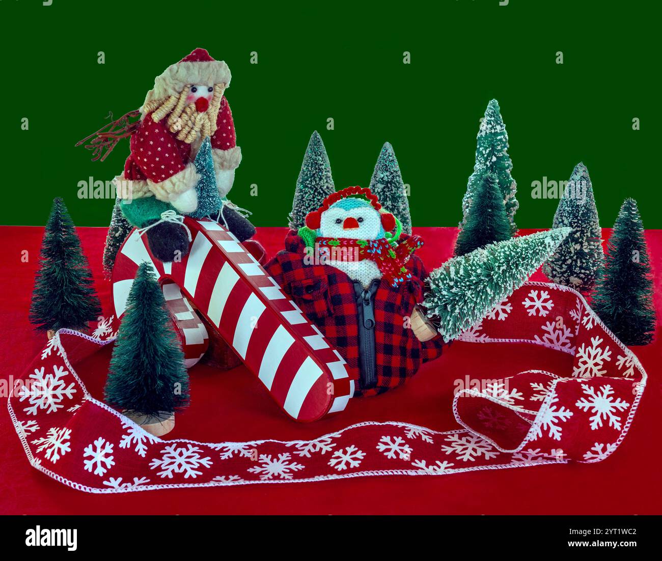 Text space isolated background with Santa, snowman, candy cane. See ...