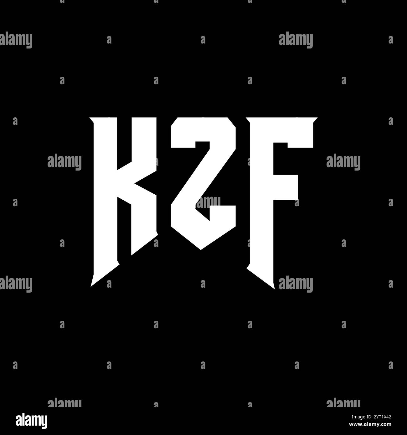 KZF letter logo design for technology company. KZF logo design black and white color combination ...