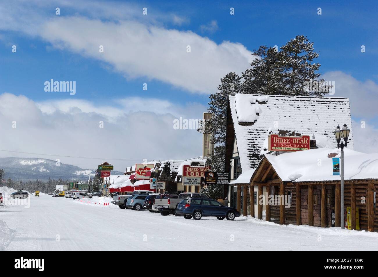 USA, Rocky Mountains, Montana, West Yellowstone, winter scene Stock ...