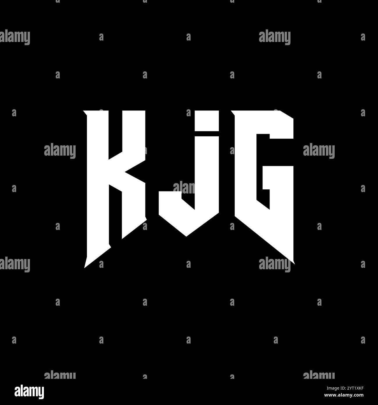KJG letter logo design for technology company. KJG logo design black and white color combination ...