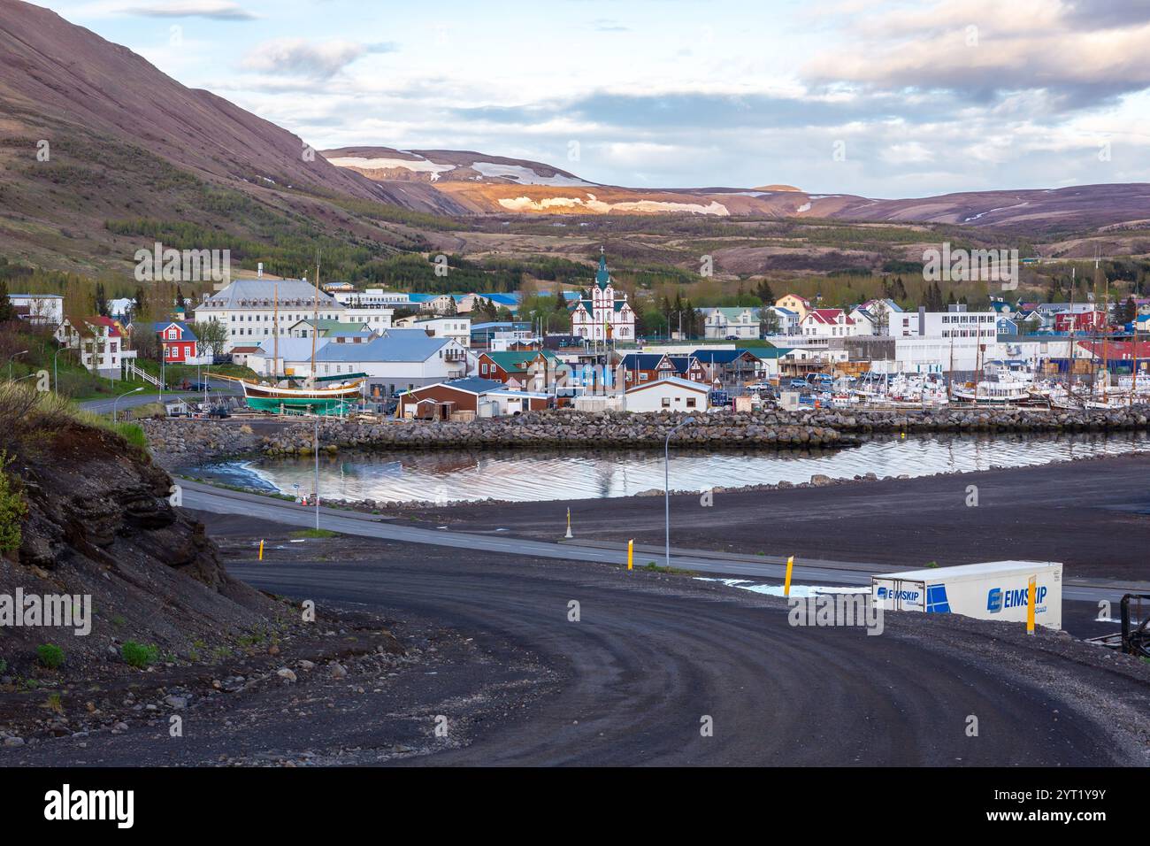 Husavik, Iceland, 21.05.22. Husavik town in Northern Iceland, landscape ...