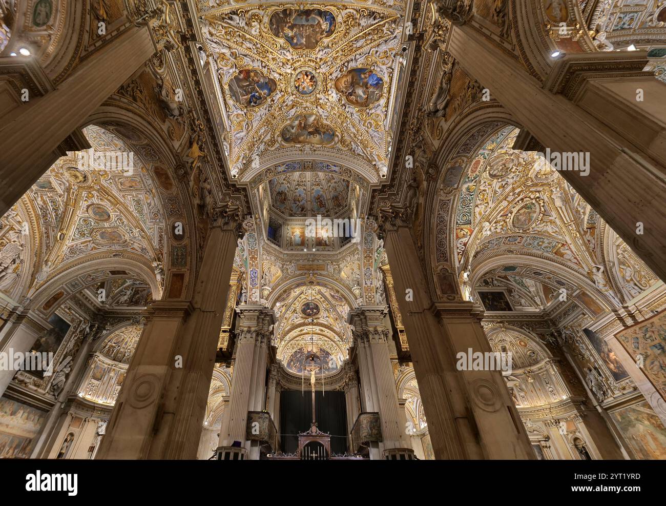 Interior of Basilica di Santa Maria Maggiore. The church is Romanesque ...