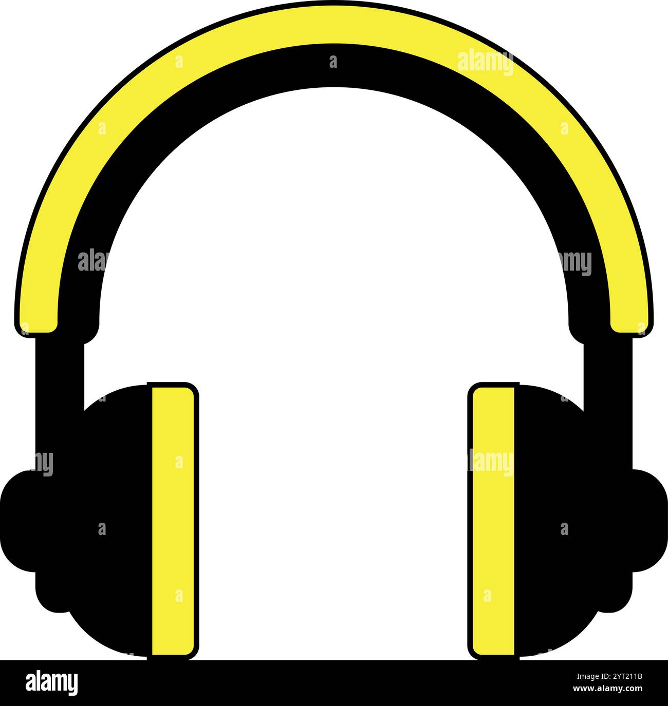 Yellow headset vector illustration isolated background, headphones flat ...