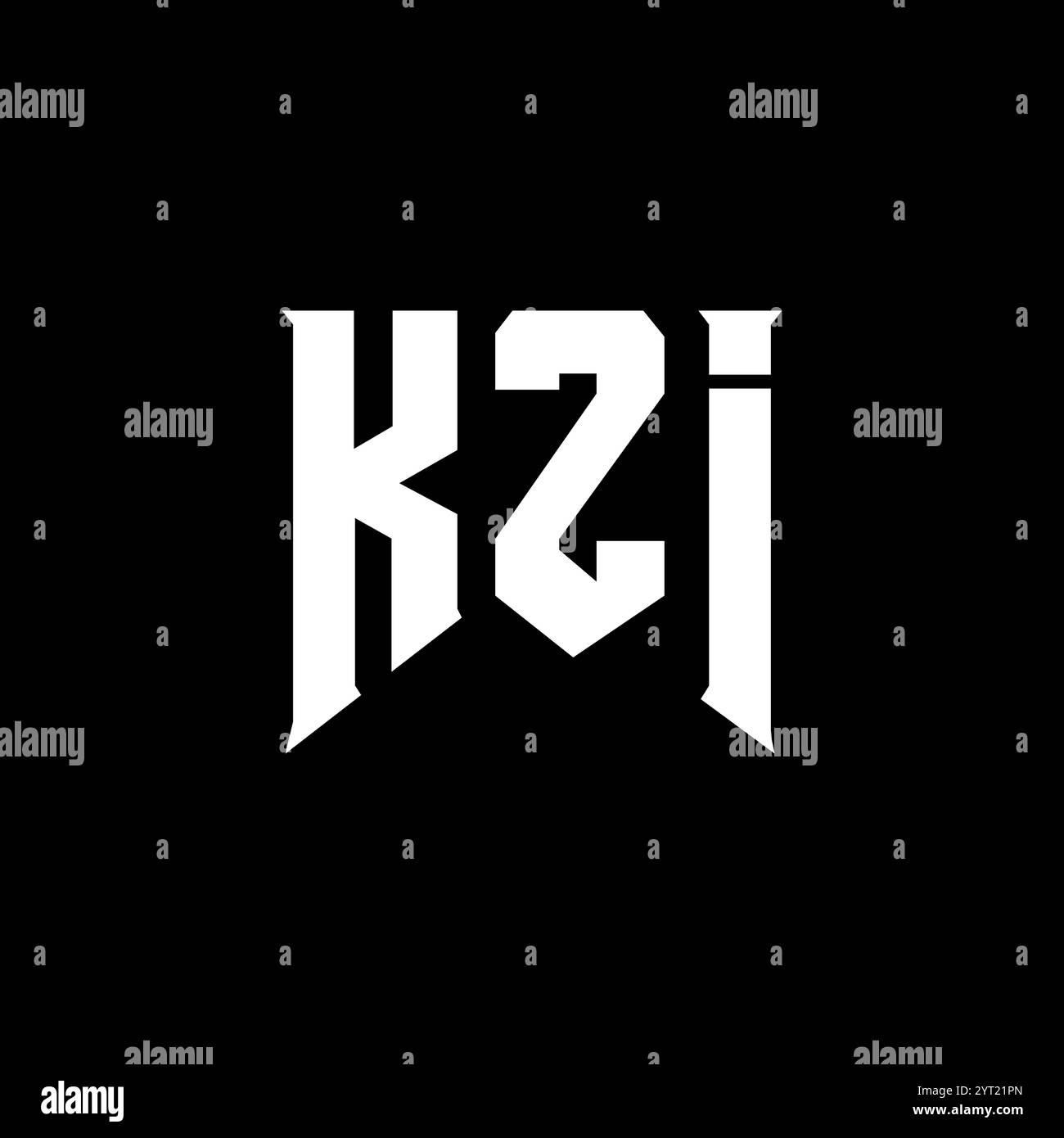 KZI letter logo design for technology company. KZI logo design black and white color combination ...