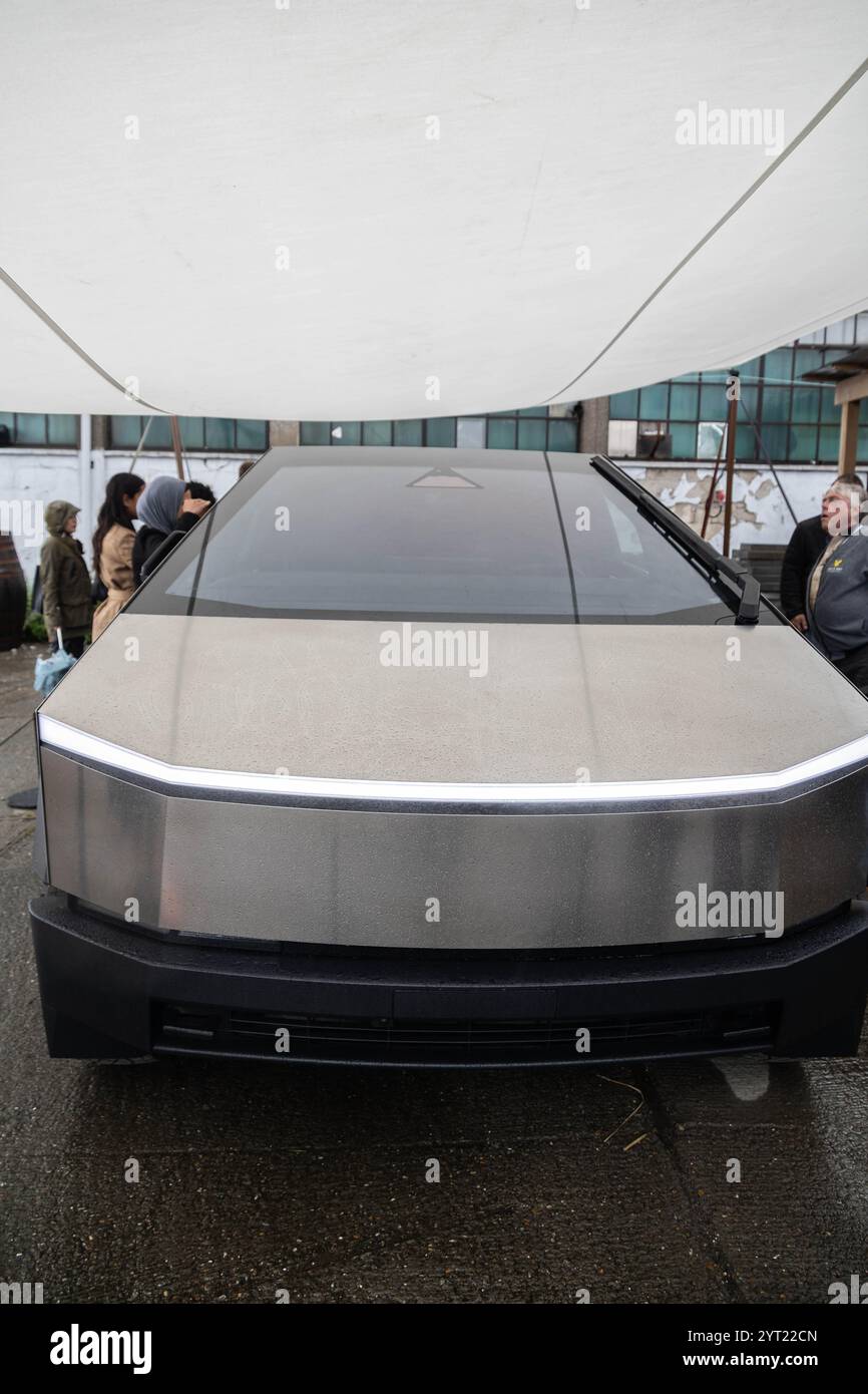A Tesla Cybertruck Odyssey from U.S. billionaire Elon Musk is displayed ...