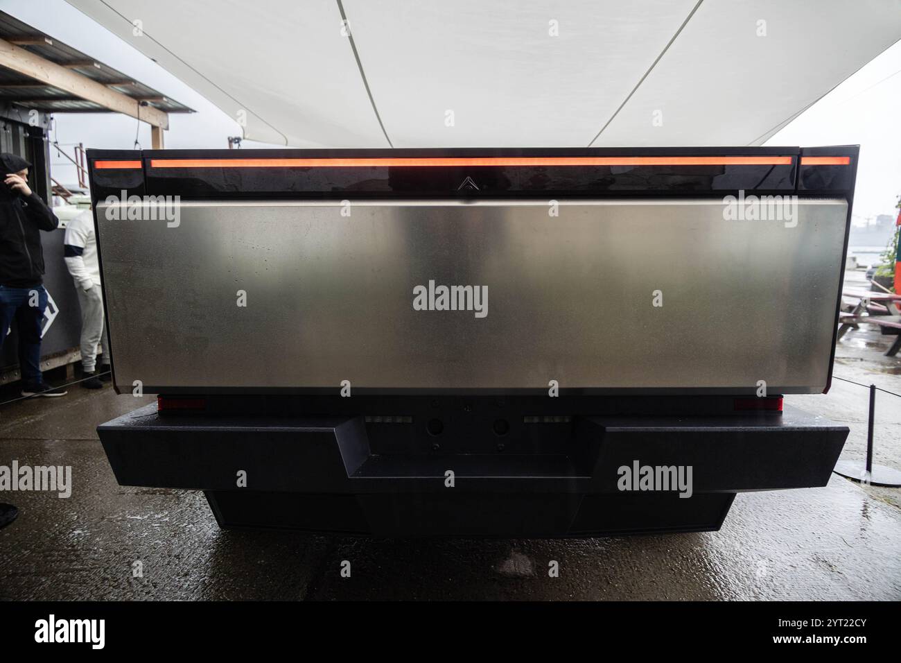 A Tesla Cybertruck Odyssey from U.S. billionaire Elon Musk is displayed ...