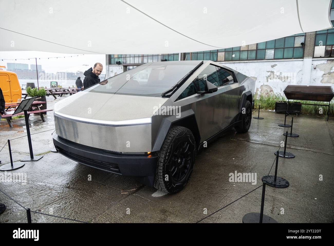 A Tesla Cybertruck Odyssey from U.S. billionaire Elon Musk is displayed ...