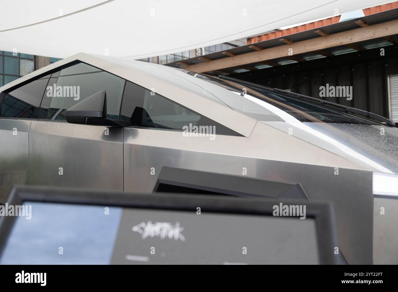 A Tesla Cybertruck Odyssey from U.S. billionaire Elon Musk is displayed ...