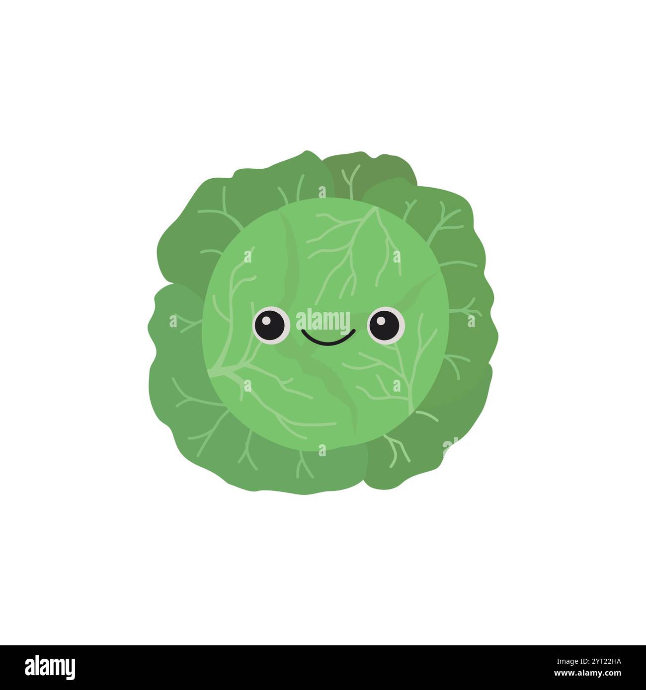 Cabbage with smiling face. Happy Vegetable symbol. Eco Food icon. Emoji ...